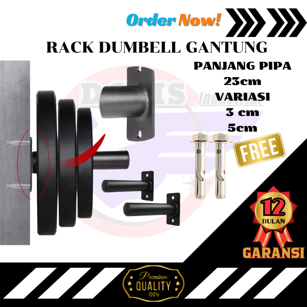 Jual RAK BARBEL DINDING GANTUNG 3CM & 5CM RAK DINDING BARBEL DUMBELL ...