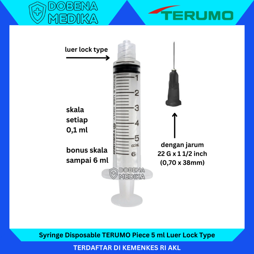 Jual Terumo Syringe 5 ml Luer Lock Type / Spuit 5 cc Ulir | Shopee ...