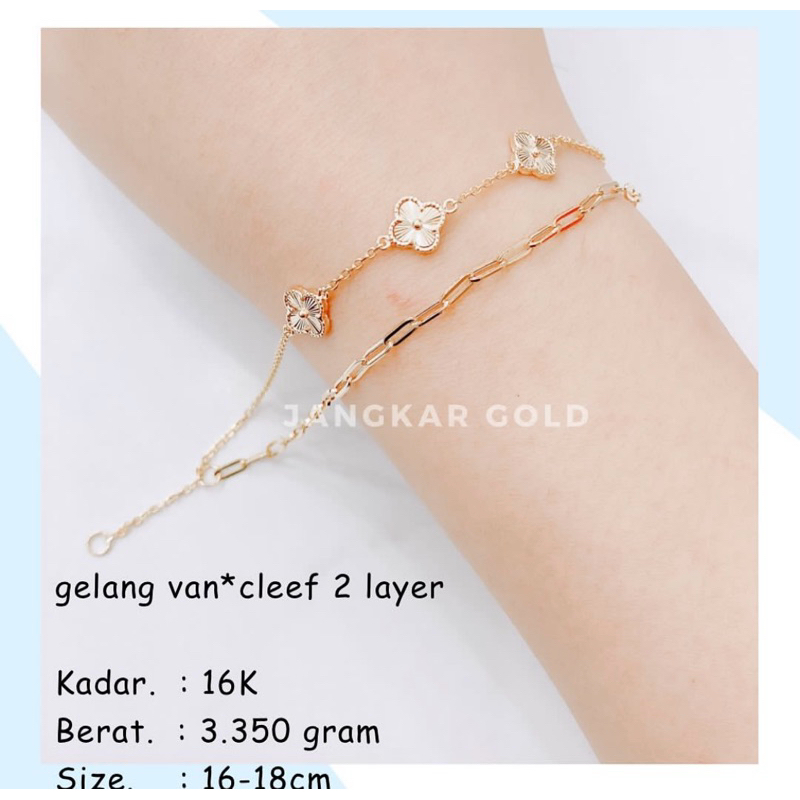 Jual GELANG EMAS DUA LAYER VANCLEEF 16K 3.350GR VC VCA CLOVER VAN CLEEF ...