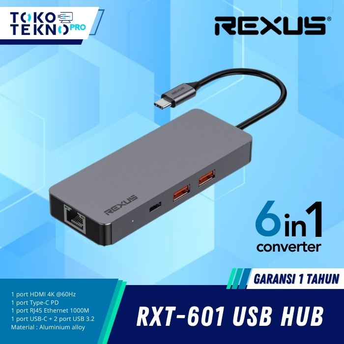 Jual Rexus RXT-601 USB HUB 6in1 Converter For PC / Laptop / Tablet ...