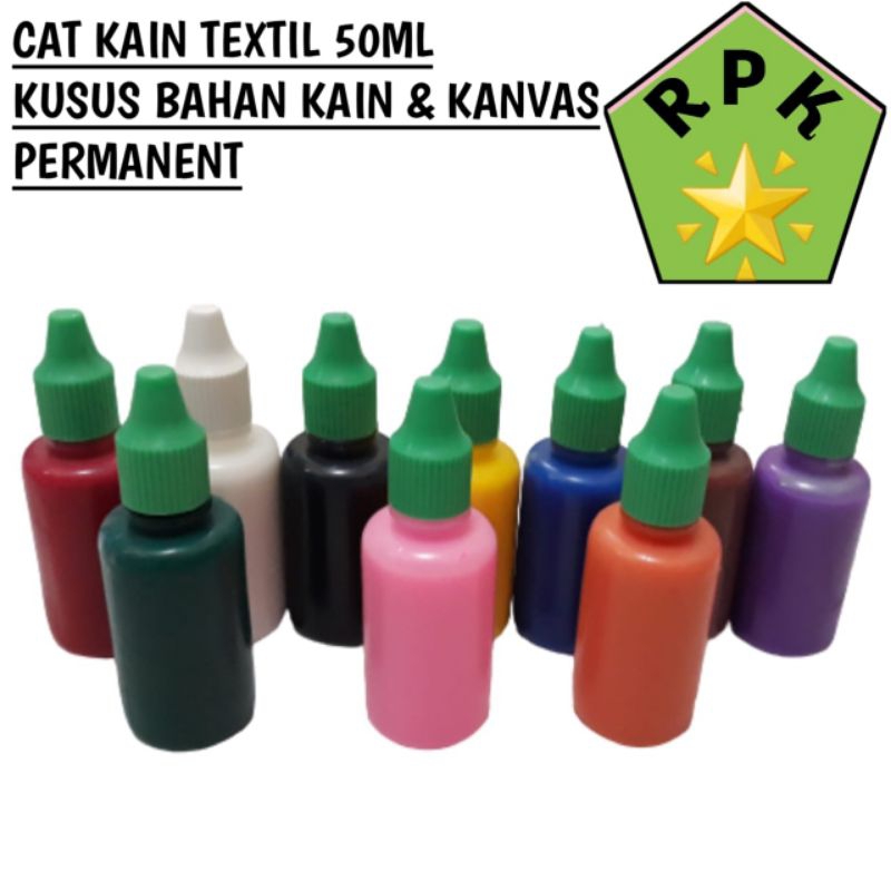 Jual Cat kain tekstil 50ml u/ baju, kaos, batik, topi, kanvas dll ...