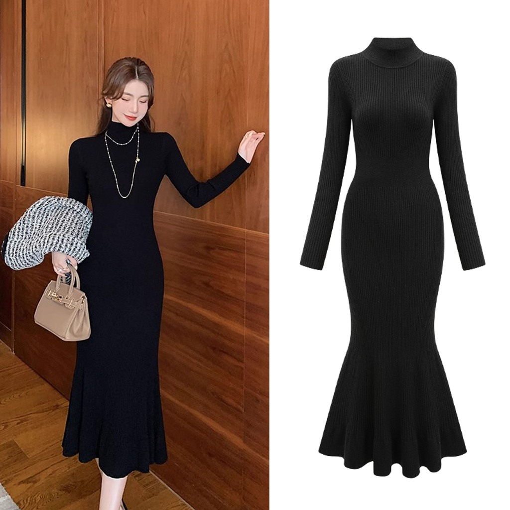 Jual KeyGirl Dress korean style hitam wanita V-neck/Casual Maxi Dress ...
