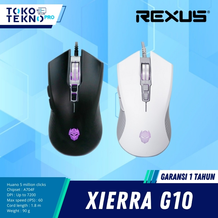 Jual Rexus G10 Xierra Gaming Mouse Wired USB Garansi Resmi | Shopee ...