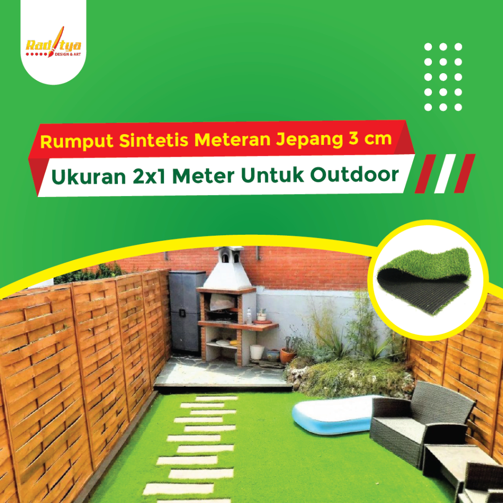 Jual Rumput Sintetis Meteran Jepang 3 cm Ukuran 2x1 Meter Untuk Outdoor ...