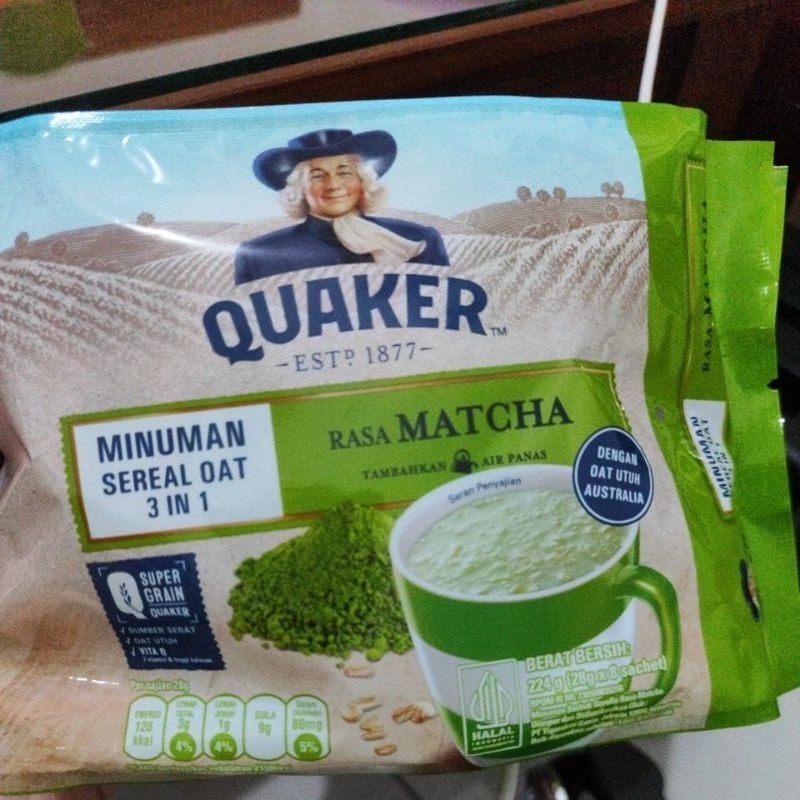 Jual Quaker rasa matcha minuman sereal oat 3in1 isi 8 sachet | Shopee ...