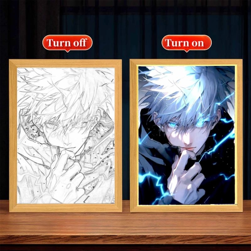 Jual Jujutsu Kaisen Gojo Anime manga light painting frame nyala RGB ...