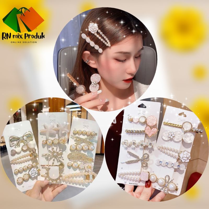 Jual SET JEPIT RAMBUT ALA KOREA, SET JEPITAN ANTI KARAT SET JEPIT HIJAB ...