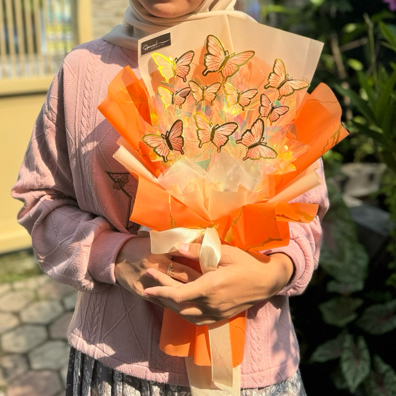 Jual (FREE LAMPU LED) BUKET HOLOGRAM KUPU-KUPU LED/BUTTERFLY BY ...