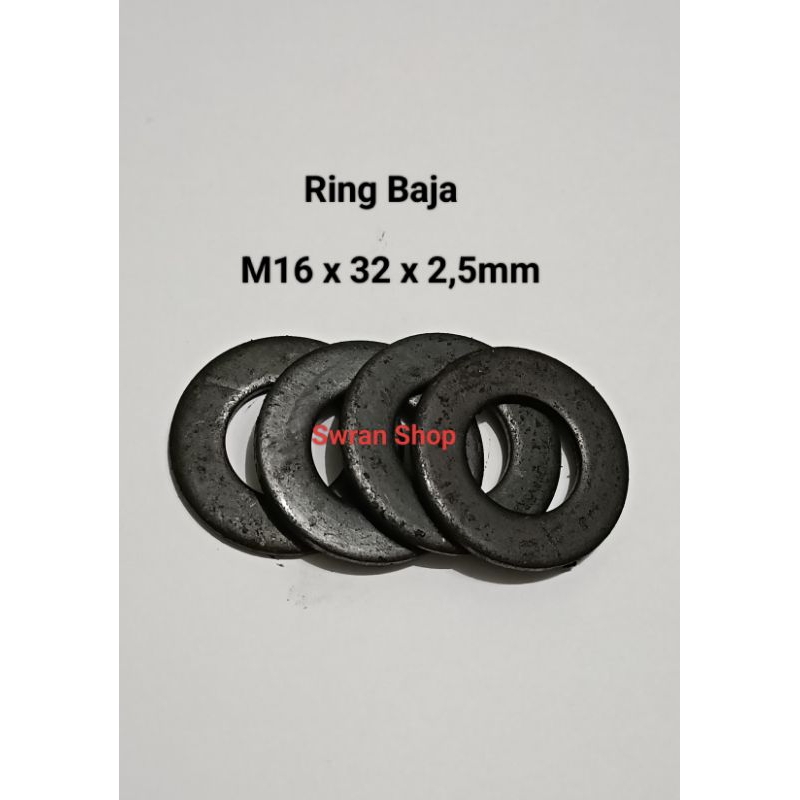 Jual Ring Plat Baja Hitam / Plate Washer M16 x 32mm x 2,5mm (paket 5pcs ...