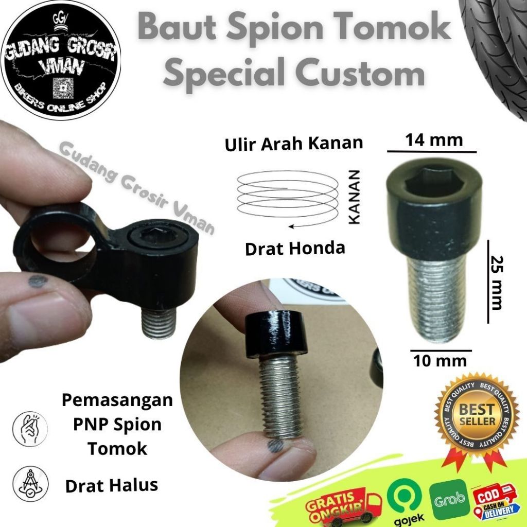 Jual Baut Spion Tomok Drat Kanan Special Costom Drat Honda Baut Tomok ...