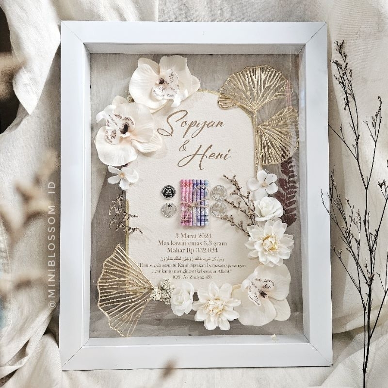 Jual Bingkai Mahar Rustic Dried Flower Bunga Kering / Mahar Pernikahan ...