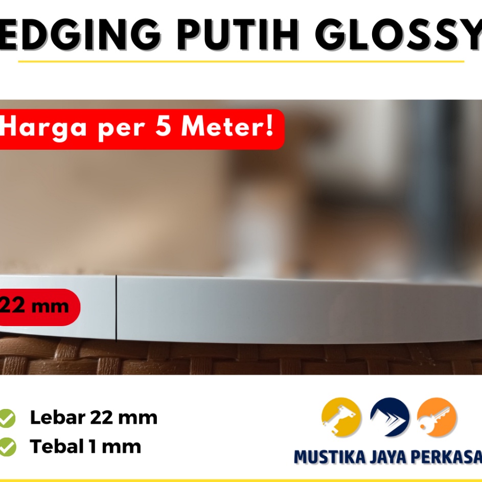 Jual Supreme Per 5 Meter Edging White Putih Glossy 1 x 22 mm 2 cm tebal ...