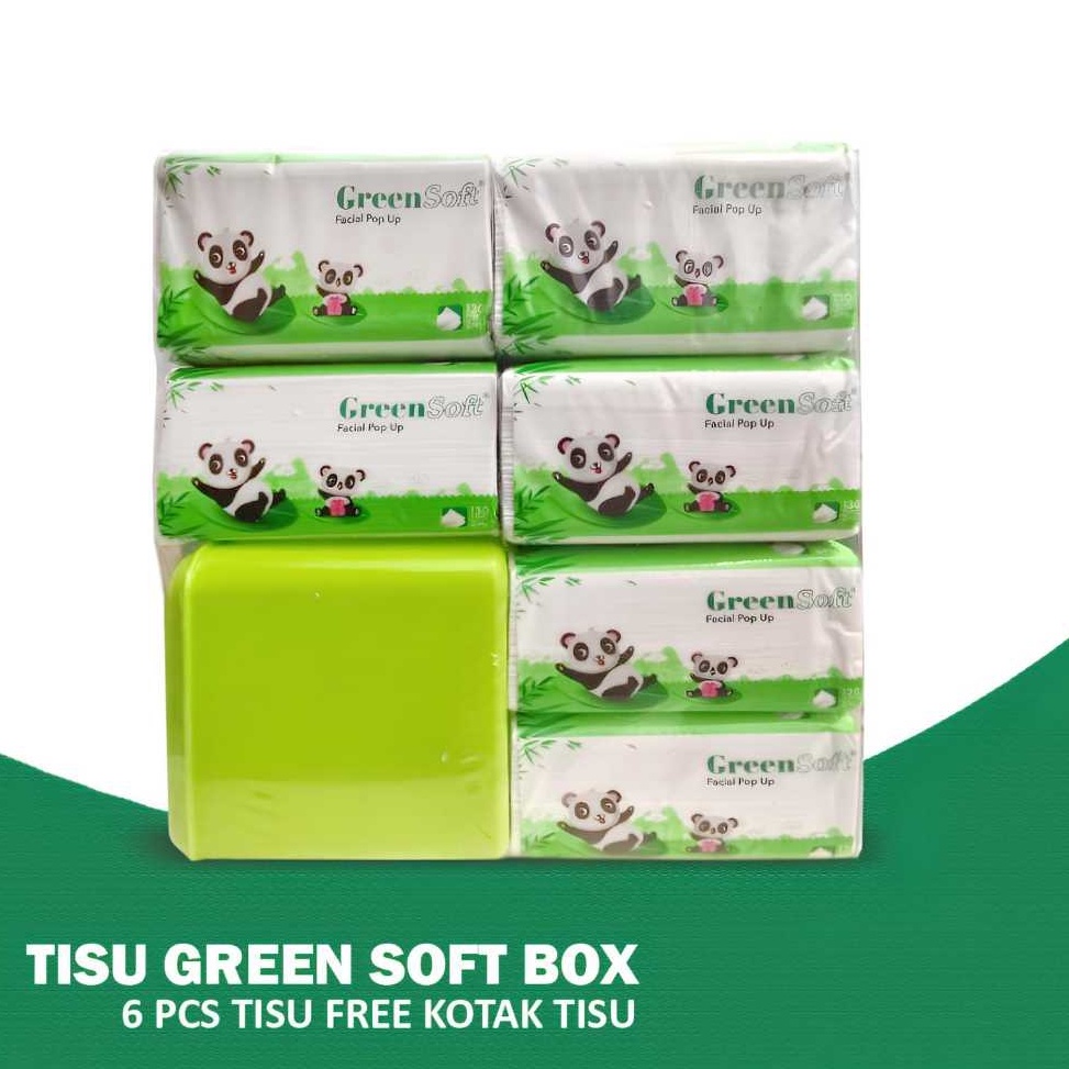 Jual Harga Khusus 6pc Tisu Green Soft Pop Up 13 Sheets Free Box ukuran ...