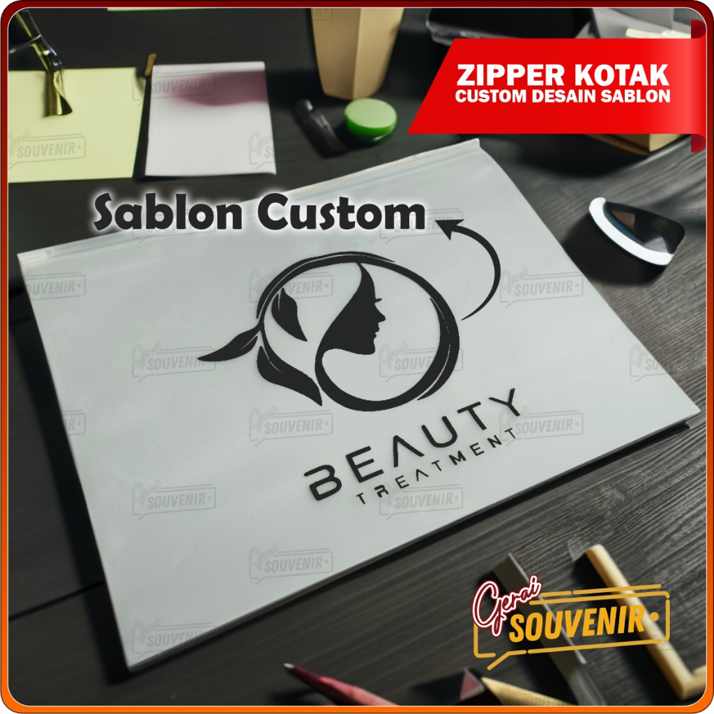 Jual Zipper Bag Custom Desain Sablon Transparan Doff kotak Organizer ...
