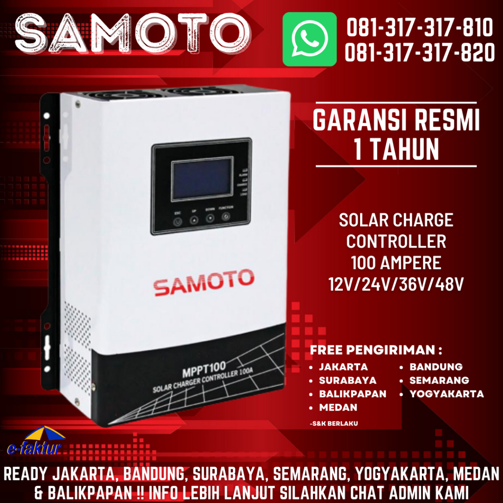 Jual MPPT SOLAR CHARGE CONTROLLER SAMOTO 100A 12V/24V/48V | Shopee ...