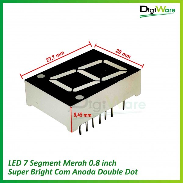 Jual LED 7 Segment Merah 0.8 inch Super Bright Com Anoda | Shopee Indonesia