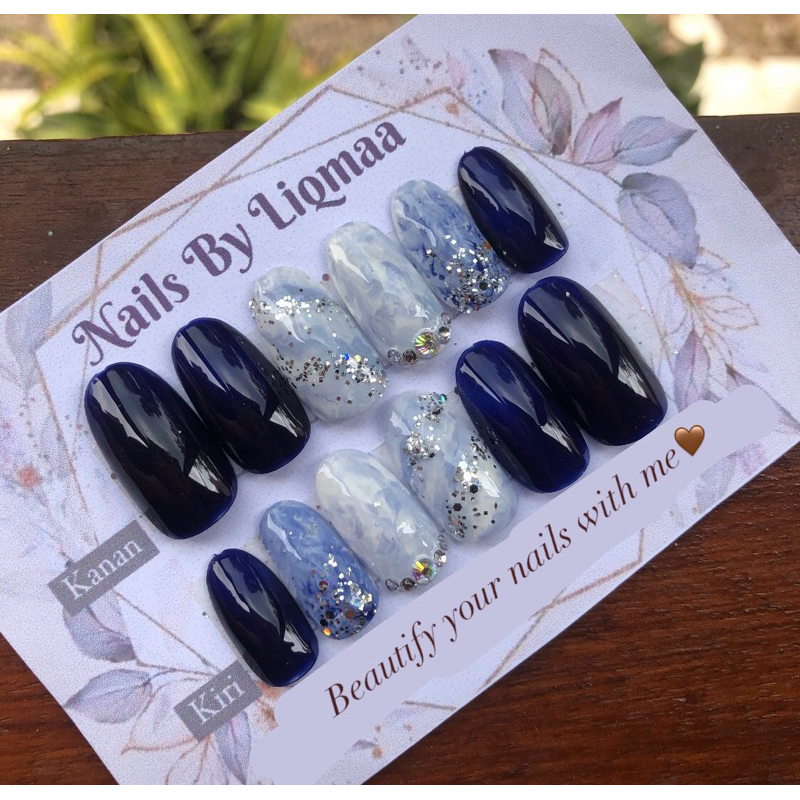 Jual KUKU PALSU NAVY / KUKU PALSU WEDDING / KUKU PALSU BIRU / NAIL ART ...