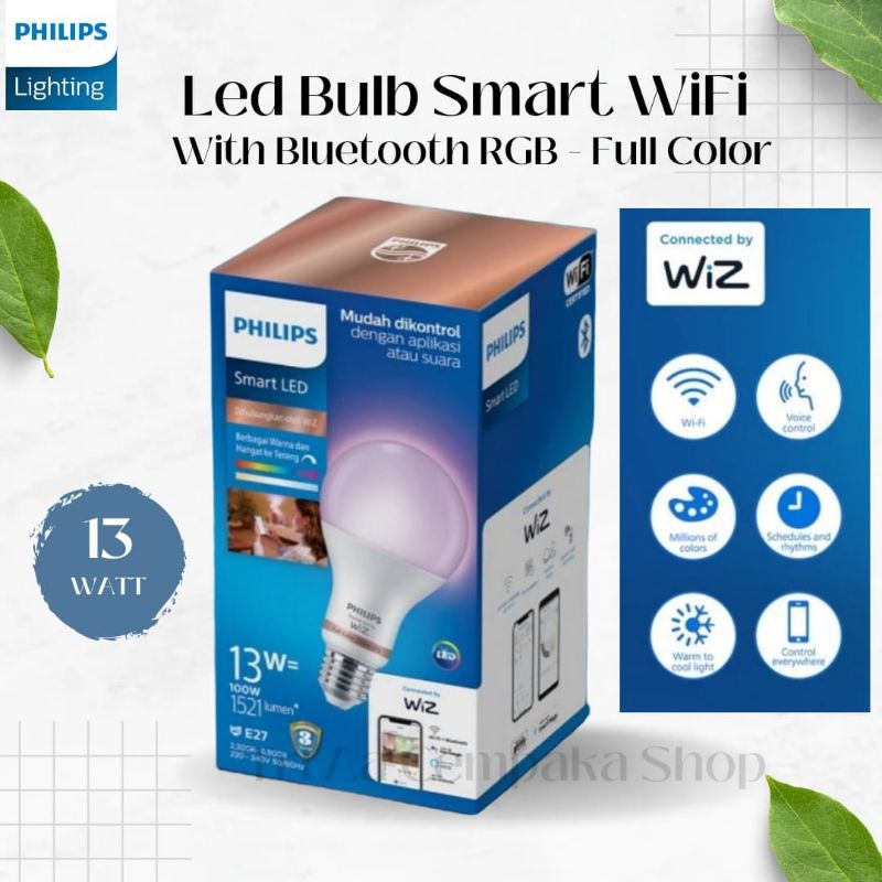 Jual lampu Philips Smart Wifi LED 13 Watt Bluetooth Full Colour RGB ...