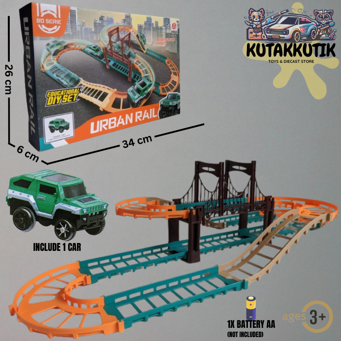 Jual Mainan Mobil Jip Hummer URBAN RAIL Track Car Set Rakit Jalan ...