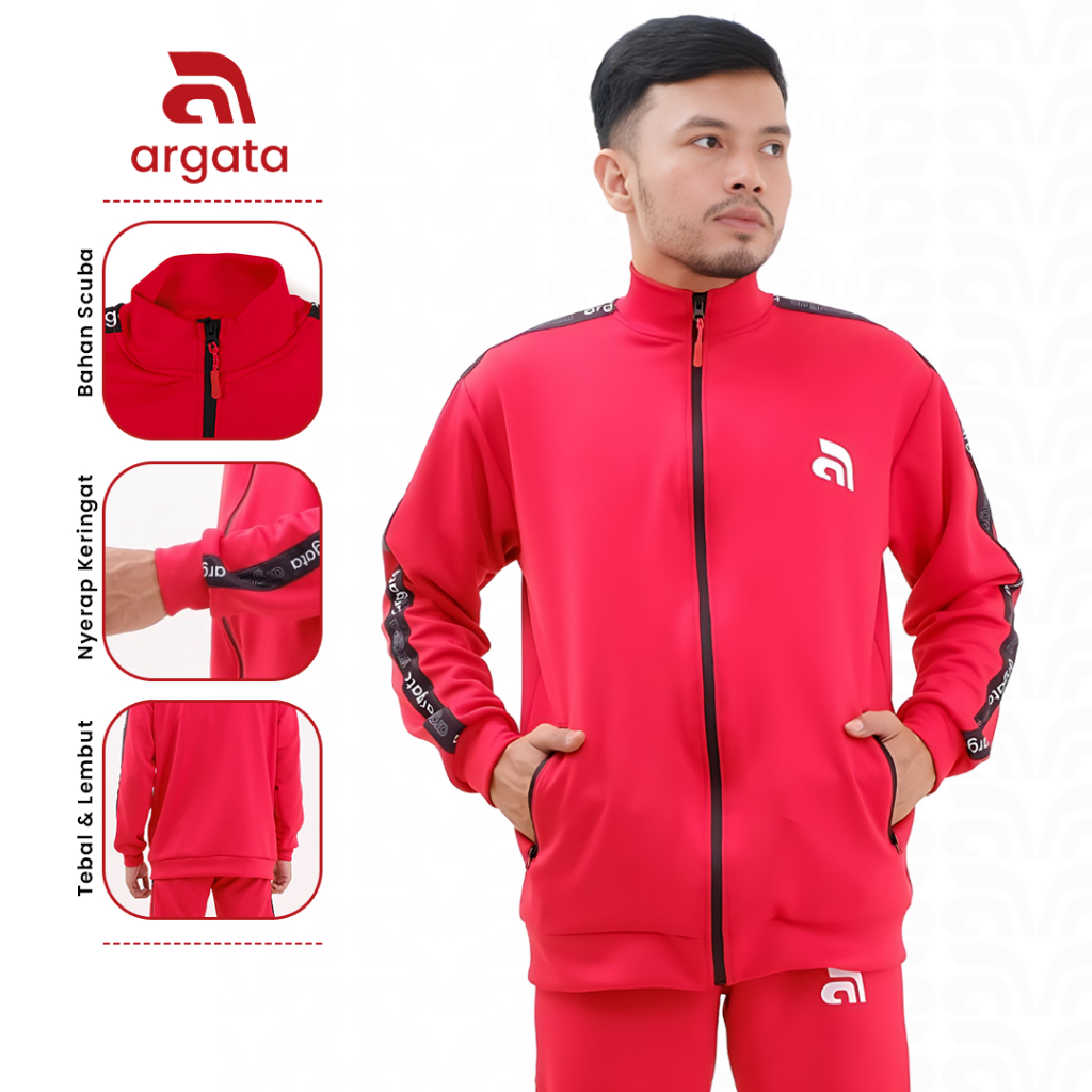 Jual [BELI 1 GRATIS 1] Jaket Pria Argata Jacket Olahraga Merah Gym Lari ...