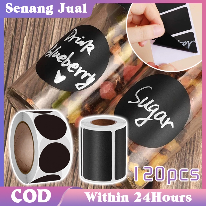 Jual 120Pcs Stiker Label Hitam Multifungsi PVC Waterproof Chalkboard ...