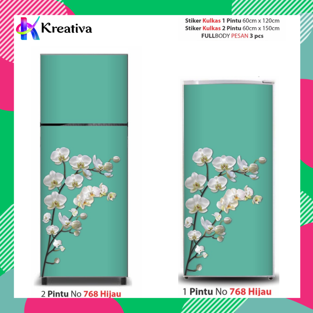 Jual STIKER Kulkas 1 Pintu atau 2 Pintu Bunga Putih Kreativa Indonesia ...