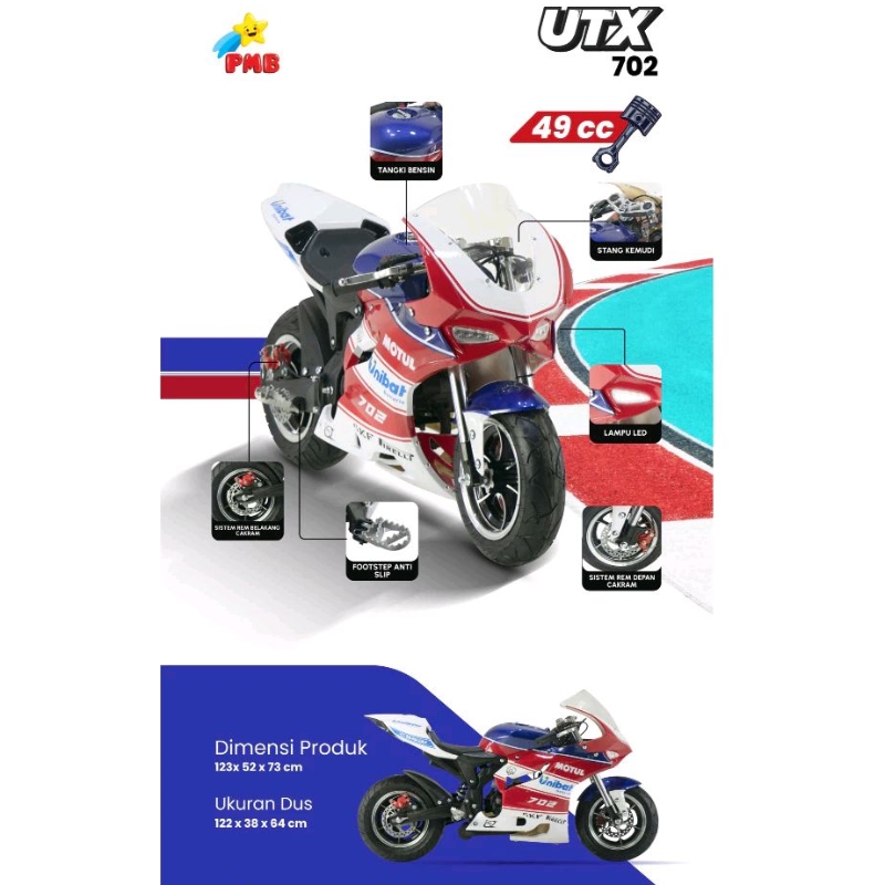 Jual Motor Balap GP Bensin Mini 49cc PMB UTX 702 - Raven Black | Shopee ...