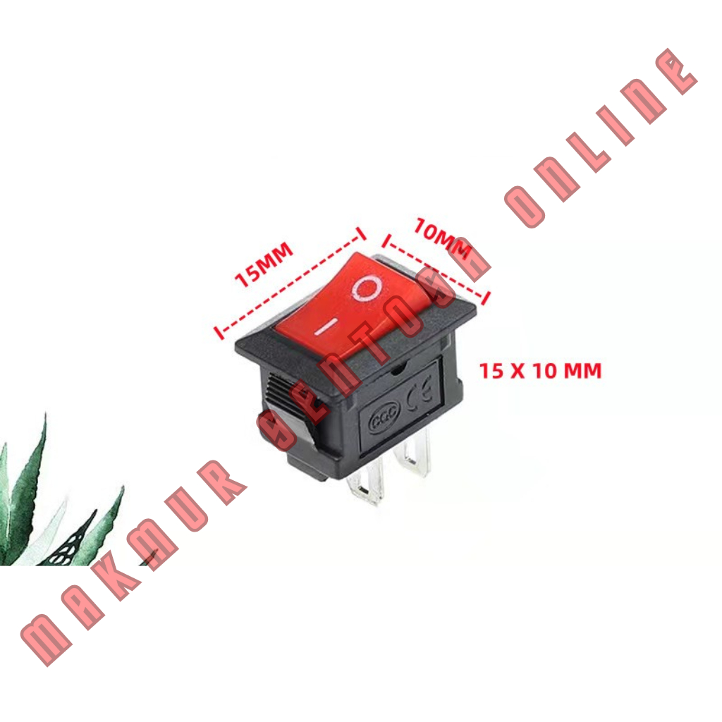 Jual Saklar Mini Merah 15x10mm Saklar/Rocker Switch 2 pin/kaki On/Off ...