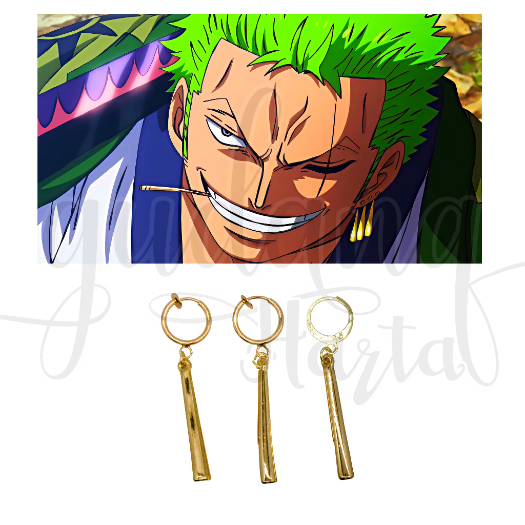 Jual Anting Stud And Jepit Zoro One Piece Earrings Karakter Film Jepang ...