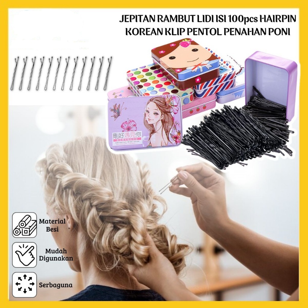 Jual Jepitan Rambut Lidi Isi 100Pcs Hairpins Korean Style Klip Pentol ...