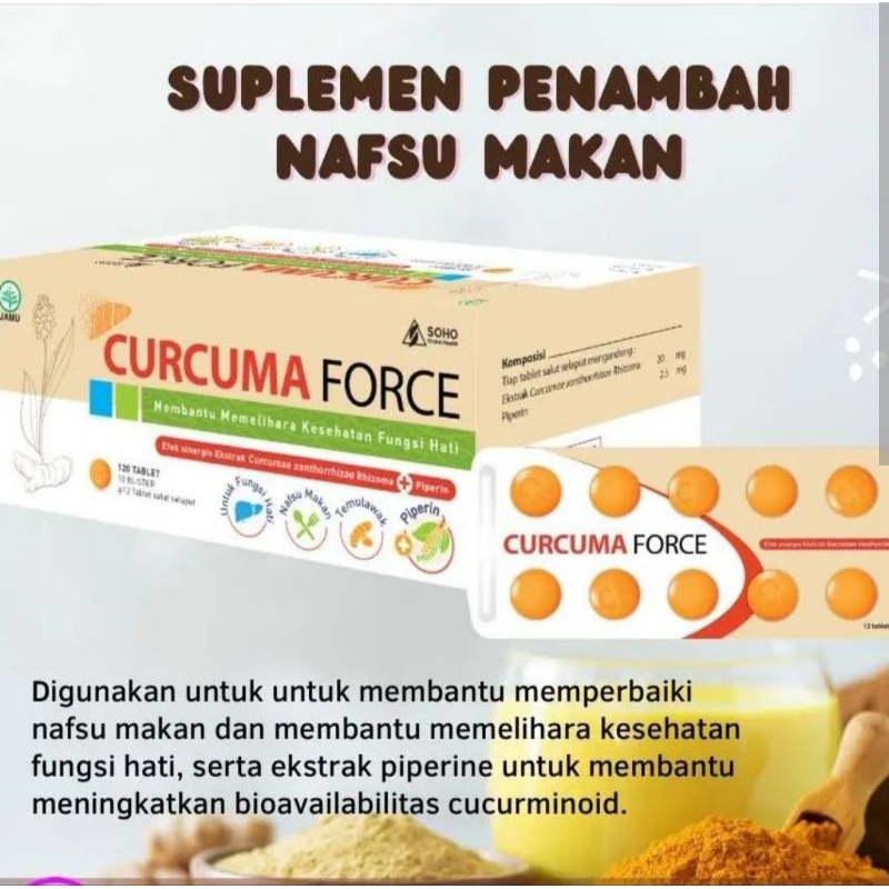 Jual CURCUMA FORCE HARGA PER BOX ISI 10 STRIP (SUPLEMEN PENAMBAH NAFSU ...