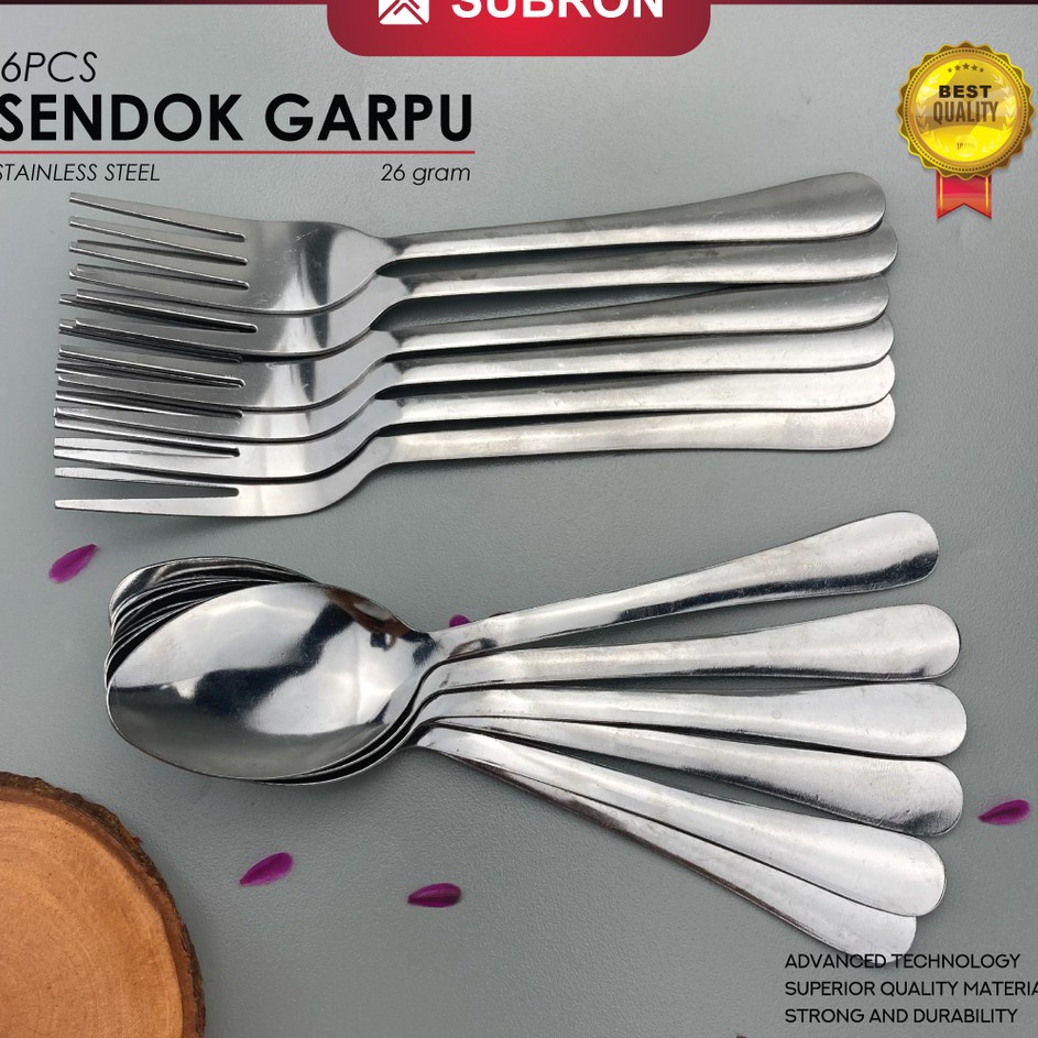 Jual Harga Promo SUBRON 6pcspack Sendok Garpu Makan Stainless 26 gram ...