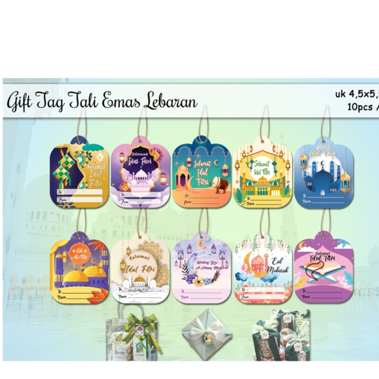 Jual Murah!! (1Pak Isi 10pcs) Gift Tag Tali emas Lebaran, hang tag ...