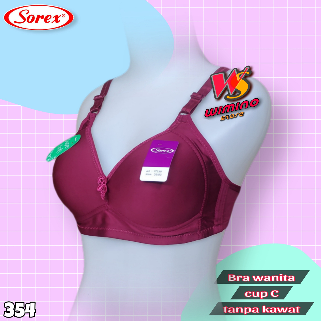 Jual W354 (1 - 3 Pcs) Bra Sorex Pakai Busa Tanpa Kawat Cup Besar 36c - 42c Tiga Pengait | Shopee ...