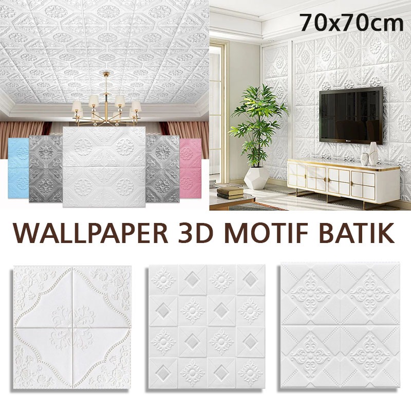 Jual Wallpaper Dinding 3D Foam Motif Batik Bunga 70x70CM Aesthetic ...
