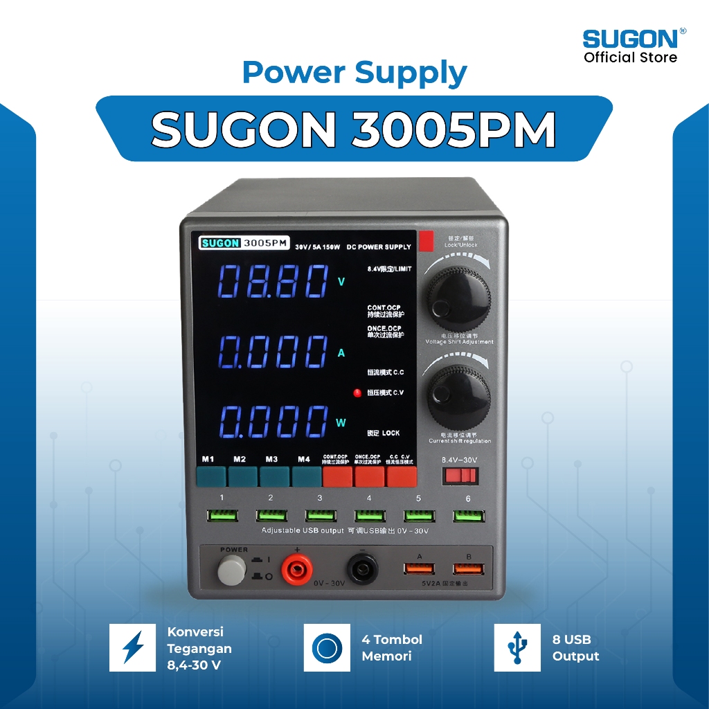 Jual Sugon 3005PM Power Supply Digital 30V 5A 150W Ajustable Display 4 ...