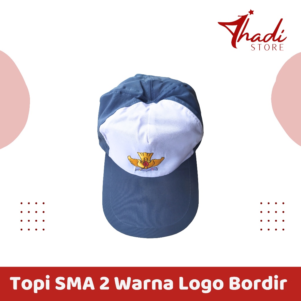 Jual Topi Sekolah SMA Biru Langit Putih Logo Bordir Karet Belakang ...