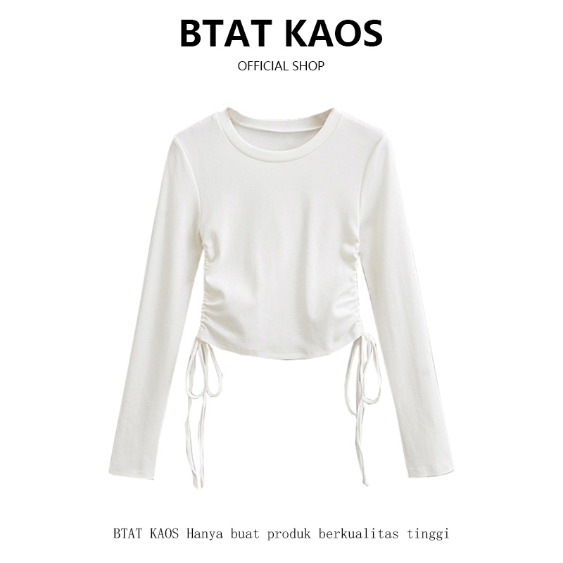 Jual BTAT Crop Top Lengan Panjang Serut / Kaos Polos Wanita Crop / Kaos ...