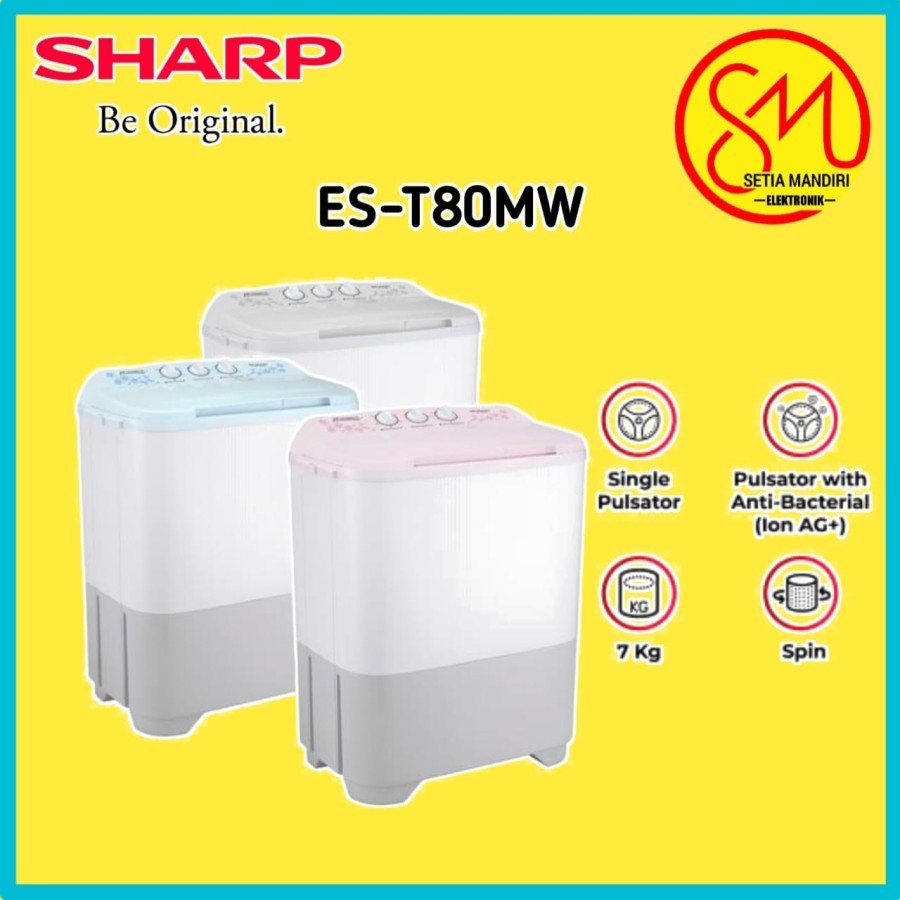 Jual MESIN CUCI SHARP EST 80 MW 7KG 2 TABUNG 80MW 7 KG PURE MAGIC LOW ...