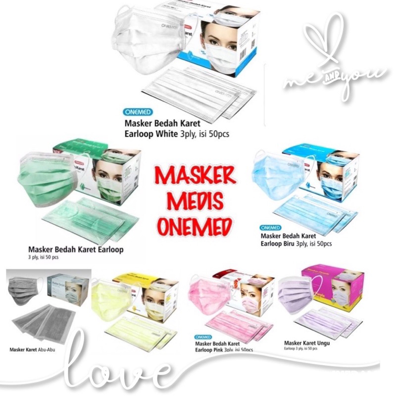 Jual Masker Bedah Karet Medis OneMed Box 50PC | Shopee Indonesia