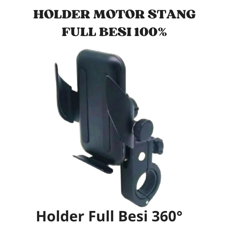 Jual ( Bisa COD) Phone Holder Stang Bahan Full Besi metalic100% rotasi ...