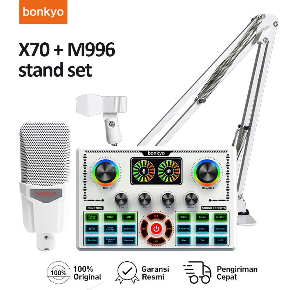 Jual Bonkyo X70 sound card + M996 large stand microphone set Peralatan ...