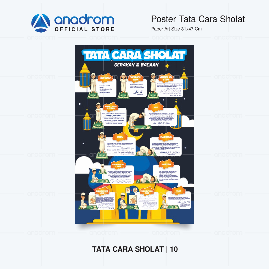 Jual Poster Tata Cara gerakan Sholat | Poster Tata cara sholat lengkap ...