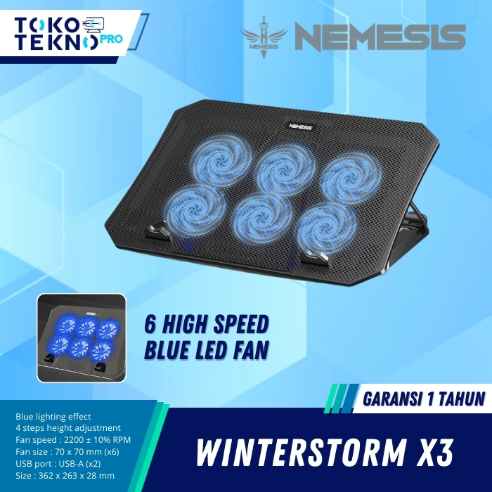 Jual NYK Nemesis X3 / X-3 Winterstorm Cooling Pad 6 Big Fan | Shopee ...