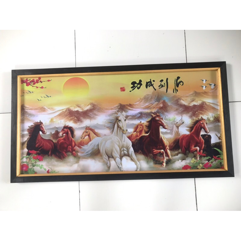 Jual Hiasan Dinding Plus bingkai uk:50cm x 100cm Lukisan cetak Kuda ...