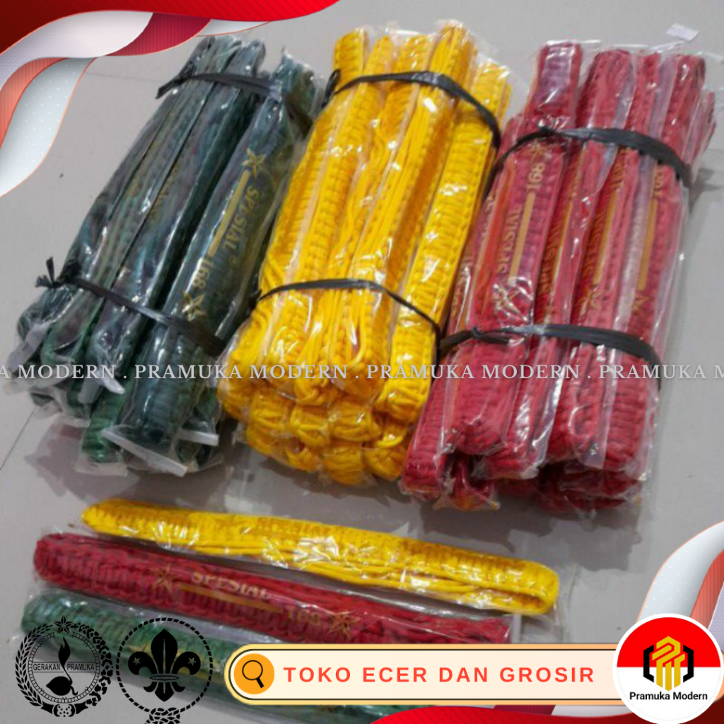 Jual 20 pcs talikur pramuka ukuran BESAR variasi warna hitam putih biru ...