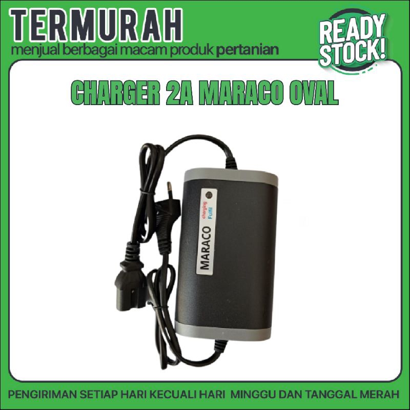 Jual CHARGER 2 AMPER MARACO OVAL HITAM (12V 2A) ) | Shopee Indonesia