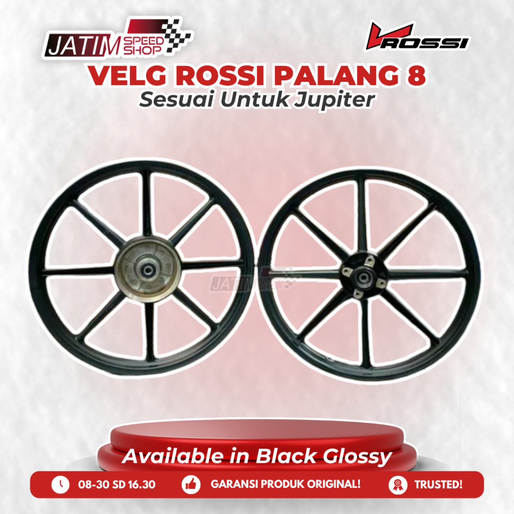 Jual V-Rossi Vrossi Velg Racing Batang 8 Palang 8 Untuk Jupiter Black Glossy Tipe Zigen Swan ...