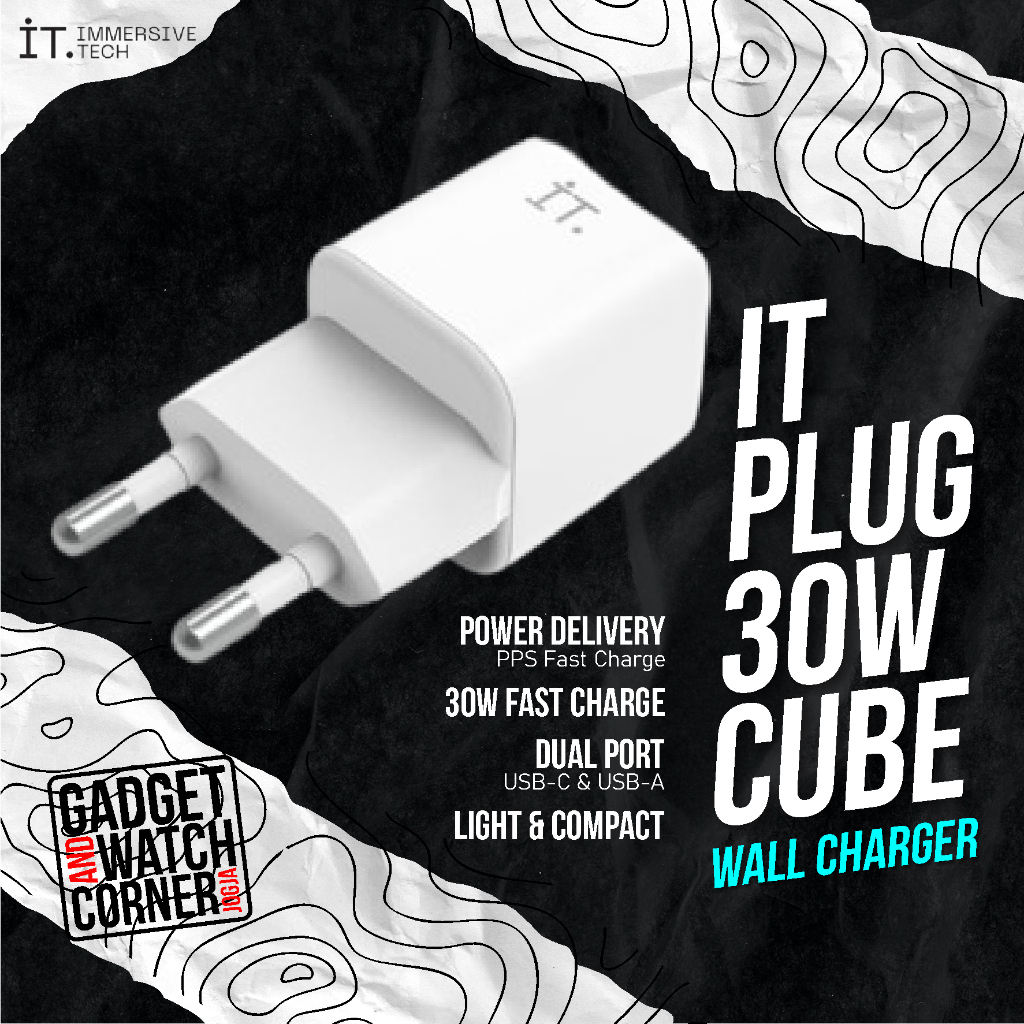 Jual IT Plug 30W Wall Charger Cube Dual USB PD Type C+A Fast Charging ...