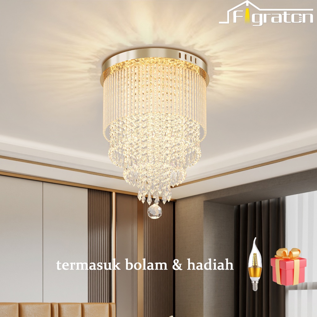 Jual Lampu Kristal Gantung Modern Mewah Ruang Tamu Lampu Kristal Plafon ...